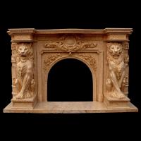 China Customized home beige color arched marble fireplace surround for indoor decoration for sale