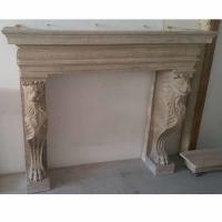 China Customized home beige color arched marble fireplace surround for indoor decoration for sale