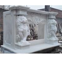 China Customized home beige color arched marble fireplace surround for indoor decoration for sale