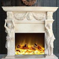 China Handmade Natural Stone white marble indoor fireplace mantel solid stone fireplace surround for sale for sale