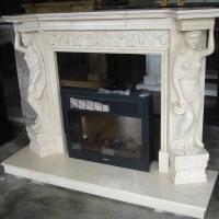 China Handmade Natural Stone white marble indoor fireplace mantel solid stone fireplace surround for sale for sale