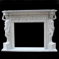 China Handmade Natural Stone white marble indoor fireplace mantel solid stone fireplace surround for sale for sale