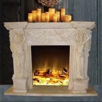 China Handmade Natural Stone white marble indoor fireplace mantel solid stone fireplace surround for sale for sale