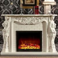 China Handmade Natural Stone white marble indoor fireplace mantel solid stone fireplace surround for sale for sale