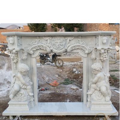 China Magic Stone Freestanding Fireplace Mantel Marble Sculpture Customizable in 20-25 Days for sale