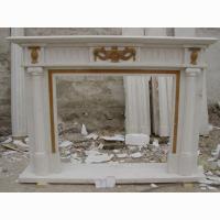 China Custom Natural White Stone Marble Fireplace Indoor White Sculpture Morden Marble Fireplace Mantels For Sale for sale