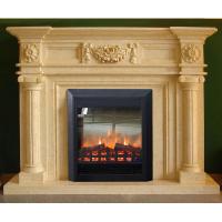 China Freestanding Installation Decorative Nature Beige Marble Fireplaces with Columns for sale