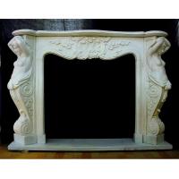China Freestanding Installation Decorative Nature Beige Marble Fireplaces with Columns for sale