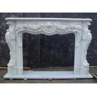 China Freestanding Installation Decorative Nature Beige Marble Fireplaces with Columns for sale