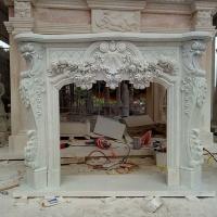 China Fireplace mantel dark marble camino fireplace surround nordic custom made marble solid fireplace mantel for sale for sale