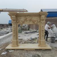 China French Modern Hand Carving Stone Beige White Marble Fireplace Mantel Surround Custom Size for sale