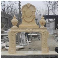 China Custom Gorgeous beige marble mantel Living room hotel decoration marble fireplace For Sale for sale