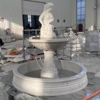 China Gorgeous Marble Fountain Statue Hand Carved Outdoor Garden Decoration with Girl Figure for sale
