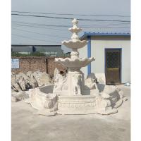 China Outdoor Stone Fountains Simple Style White Marble Water Fountain for Outdoor Decoration for sale