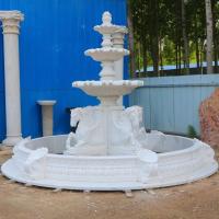 China Outdoor Decoration large size  Natural Marble Water Fountain With Horse Statue stone craft for garden for sale