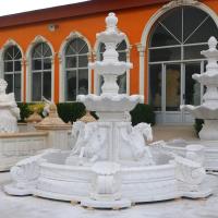 China Outdoor Decoration large size  Natural Marble Water Fountain With Horse Statue stone craft for garden for sale
