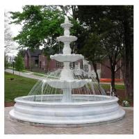 China Handcarved White Natural Stone Water Statue Marble 3 Tier Fountain for Outdoor Decor for sale