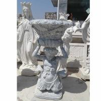 China Outdoor Garden Stone Products Customized Color Marble Planters with Lady Head Carving for sale