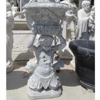 China Outdoor Garden Stone Products Customized Color Marble Planters with Lady Head Carving for sale