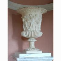 China Outdoor Garden Stone Products Customized Color Marble Planters with Lady Head Carving for sale