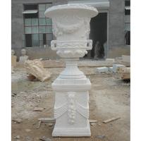 China Customized Color Large Stone Garden Pots Hand Carved Marble Flower Planter Sculpture for sale