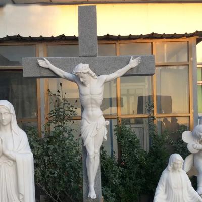 China White Marble hand carved Corpus Statue jesus cross stone statue religious church life size figure sculpture for sale