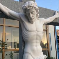 China White Marble hand carved Corpus Statue jesus cross stone statue religious church life size figure sculpture for sale