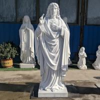 China Custom Hand Made White Stone Jesus Statue Modern Design Christianity Figure for Outdoor for sale