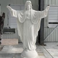 China Custom Hand Made White Stone Jesus Statue Modern Design Christianity Figure for Outdoor for sale