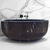 China Wholesale Custom Hand Carved Freestanding Black Stone Marble Bathroom Bath Tub And Shower Bathtub For Sale for sale