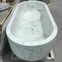 China Directly Supply Home Indoor Marble Bathtub Hand Carved Natural White Freestanding for sale