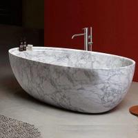 China Directly Supply Home Indoor Marble Bathtub Hand Carved Natural White Freestanding for sale