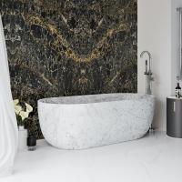 China Directly Supply Home Indoor Marble Bathtub Hand Carved Natural White Freestanding for sale