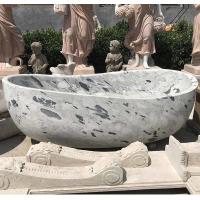 China Directly Supply Home Indoor Marble Bathtub Hand Carved Natural White Freestanding for sale