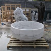 China Directly Supply Home Indoor Marble Bathtub Hand Carved Natural White Freestanding for sale