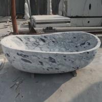 China Installation Type Freestanding Modern Design Natural Stone Marble Oval Bathtub 2024 for sale