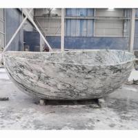 China Custom European Style Large Freestanding Green Marble Natural Stone Bathtub for sale for sale