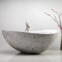 China Custom Hotel Modern Customized Handmade Solid White Marble Bathroom Freestanding Bathtubs for Adults for sale