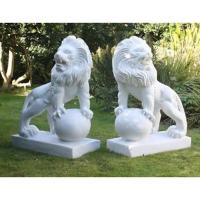 China Factory Life Size Hand Carved Marble Lion Sculpture Garden Stone Statue For Sale for sale
