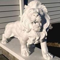 China Factory Life Size Hand Carved Marble Lion Sculpture Garden Stone Statue For Sale for sale