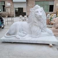 China Large Life Size Antique Stone White Marble Lion Statues for Outdoor Garden Customized for sale