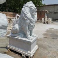 China Custom White Marble Garden Outdoor Decorative Stone Sculpture Lion Statue for sale
