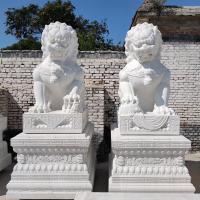 China Custom White Marble Garden Outdoor Decorative Stone Sculpture Lion Statue for sale
