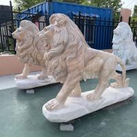 China Custom White Marble Garden Outdoor Decorative Stone Sculpture Lion Statue for sale