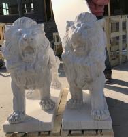 China Custom Outdoor Garden Decor Stone Carving White Marble Granite Lion Statues Sculpture For Sale for sale
