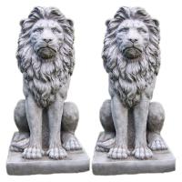 China Hot Sale Handmade Outdoor Garden Hand Carved Stone White Marble Lion Face Statues Stone Chinese Foo Dog Sculpture for sale