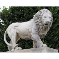 China Hot Sale Handmade Outdoor Garden Hand Carved Stone White Marble Lion Face Statues Stone Chinese Foo Dog Sculpture for sale