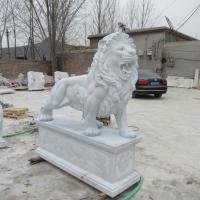 China White Marble Lion Statue Sculpture for Outdoor Garden Decoration in Western Style for sale