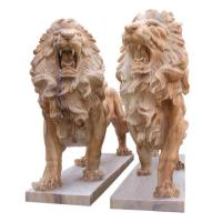 China Sunset Red Marble Lion Statue Figure Sculpture for Customized City Square Exhibition for sale