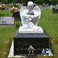 China Custom Carrara Marble Upright Headstone Carved Flower Olive Rose White Tombstone New Zealand Tombstone Flower Tombstone for sale